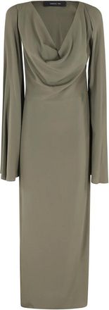 Federica Tosi Femme, Robes, Vert, Taille: 36 FR Abito lungo drappeggio Crepe de Chine