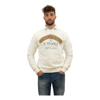 Vilebrequin Homme, Sweatshirts et sweats &agrave; capuche, Blanc, Taille: M SweaT-shirt d&eacute;t&eacute; en Coton avec Logo Imprim&eacute;