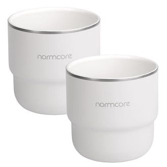 Normcore Lot de 2 tasses &agrave; caf&eacute; expresso avec rev&ecirc;tement en c&eacute;ramique de 210 ml &agrave; double paroi pour caf&eacute;, moka, latte, cappuccino, th&eacute;, blanc