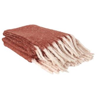 The Home Deco Factory TX0078, Plaid Terracotta &agrave; Franges, Textile dint&eacute;rieur &eacute;l&eacute;gant et Doux, Con&ccedil;u pour canap&eacute; ou lit, Facile &agrave; Entretenir, Dimensions 120x150 cm, Couleur 