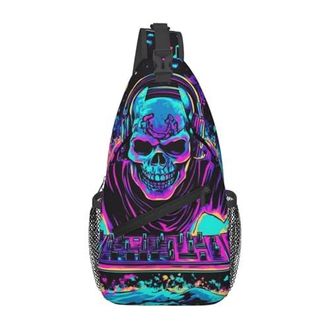 Generic Energetic Skeleton Dj Sac &agrave; bandouli&egrave;re de voyage pour homme Sac &agrave; dos de randonn&eacute;e