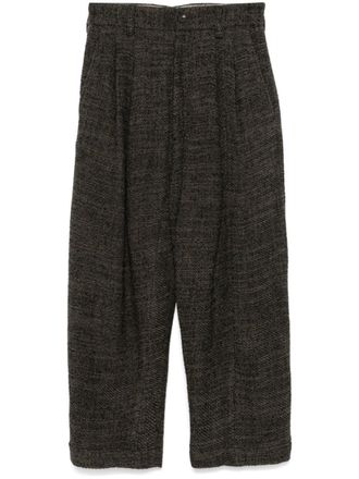 Ziggy Chen pantalon droit en tweed - Marron