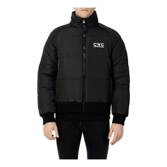 Costume National Schwarze Baumwoll-Zip-Up Jacke mit Seitentaschen - - Jackets - Herren - Schwarzk - XL