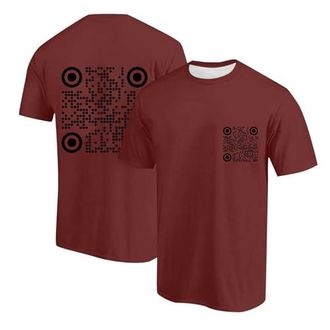 Generic T Shirt Homme T-shirt Col Rond Imprim&eacute; Code QR Manches Courtes D&eacute;contract&eacute; Tendance D&eacute;contract&eacute; Confortable T-shirt de Sport, rouge, XXL
