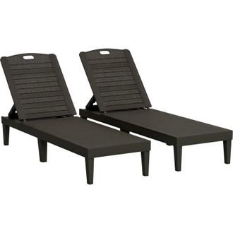 OUTSUNNY Lot de 2 bains de soleil - Outsunny - dossier ajustable &agrave; 4 positions - PP - 56 x 187 x 28 cm - noir