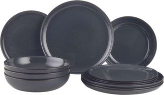 Butlers Geschirrset 4 Personen NATIVE Steinzeug Geschirr Set 12-tlg. Tafelservice | Pastateller 21cm Teller 23cm Speiseteller 27cm | Modern & Natürlich | Mikr