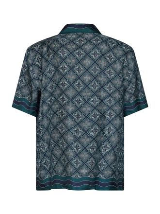 Casablanca Mens Short-Sleeved Silk Shirt Radiating Monogram Multicolour
