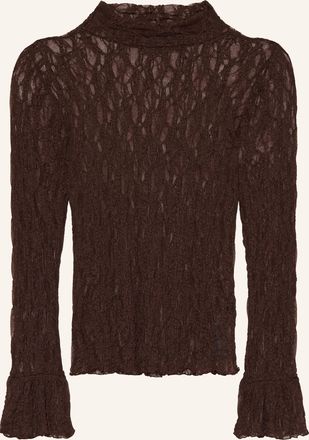 Monari Monari Longsleeve Aus Spitze Mit R&uuml;schen braun