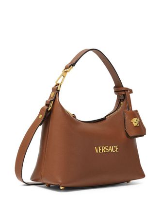 Versace Lambskin Logo Hobo Bag - Brown