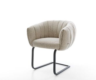 DELIFE Freischwinger Jada-Flex Webstoff Soft Beige Freischwinger flach Schwarz Taschenfederkern, Esszimmerst&uuml;hle