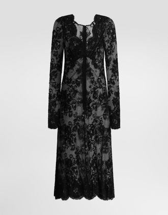 Dolce & Gabbana Kleid Aus Chantilly-spitze - Frau Collection Schwarz 42