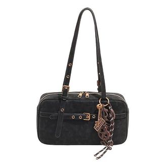 Generic Sac &agrave; bandouli&egrave;re en cuir synth&eacute;tique tendance avec sangle r&eacute;glable pour femme, travail, shopping, voyage, Noir, 360.00x320.00x110.00mm
