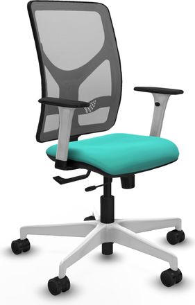 Piqueras y Crespo Atmungsaktiver B&uuml;rostuhl mit wei&szlig;en und schwarzen Armlehnen, h&ouml;henverstellbare Lendenwirbelst&uuml;tze, ausgestattet mit Syncro/Traslack und Schneideschaum