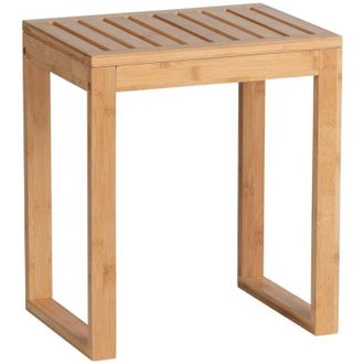 WENKO Tabouret de salle de bain en bambou 40x30x46cm - Support jusqu&agrave; 120kg - Fini naturel - Pour rangement et marchepied