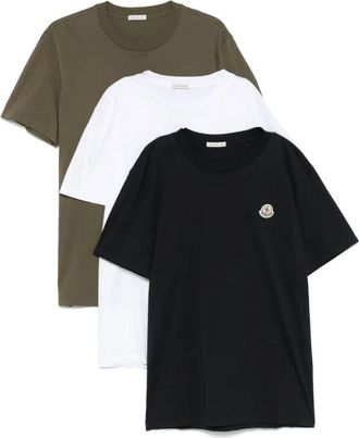 Moncler Homme, Tops, Multicolore, Taille: XL Logo Patch Cotton T-Shirt (3-Pack)