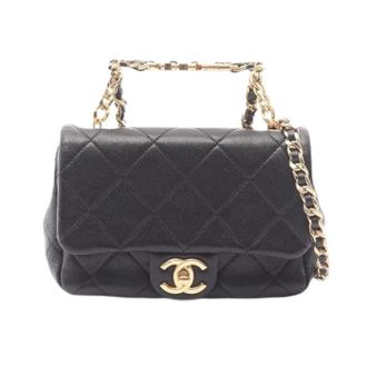 Chanel Pre-owned Mini Matelasse Top Handle Lambskin 2way Shoulder Bag - Femme - Pre-owned - Noir - Taille: ONE Size