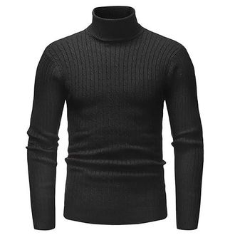 Generic Pull Sweater Col Rond Manches Longues Homme Roulé Classique Moderne Uni Chaud Confortable Automne Hiver Pull-Over 2 Boutons Respirant Facile dEntretie