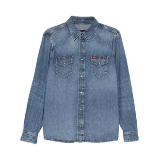 7 For All Mankind Lang&auml;rmeliges Westernhemd - - Shirts - Herren - Blau - M
