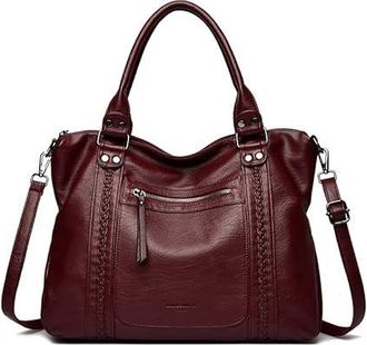 Generic Sac &agrave; bandouli&egrave;re vintage en cuir PU pour femme et fille avec sangle r&eacute;glable et fermeture &eacute;clair - Style r&eacute;tro - Pour l&eacute;cole, le travail, les voyages