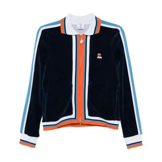 Casablanca Velour Montagne Track Jacket - Femme - Sweatshirts et sweats &agrave; capuche - Bleu - Taille: 40 FR
