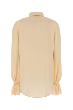 Alberta Ferretti Ruffle-Front Crepe Shirt - Beige