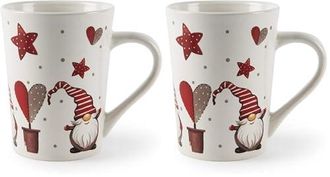 Excelsa Gnomo Christmas Tasse aus Keramik, 300 ml, Stoneware (Packung mit 2)