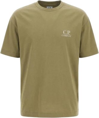 C.P. Company C.p. Company, Homme, Tops, Vert, Taille: 2XL T-shirt &agrave; Manches Courtes avec Logo en Jersey 30/1