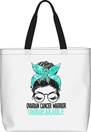 Generic Sac Fourre-Tout Sensibilisation Au Cancer De LOvaire Femmes Sac &Agrave; Bandouli&egrave;re Avec Poign&eacute;es Lavables Sacs En Toile &Eacute;paule, Pour Burea, Tous Les Jours,