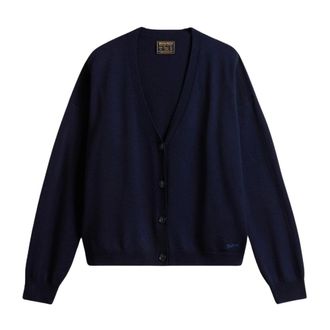 Woolrich Cardigan en pure laine vierge M&eacute;rinos - Femme - Pulls - Bleu - Taille: 42 FR