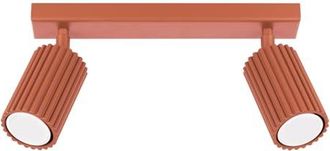 Sollux Lighting Plafonnier LED - Spot de Plafond - en Aluminium - 2 Abat-jours - 30 x 6,5 x 16,5 cm - Karbon Ocre Rouge