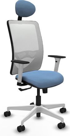 Piqueras y Crespo B&uuml;rostuhl Zulema mit wei&szlig;en und schwarzen Armlehnen, h&ouml;henverstellbarer Lendenwirbelst&uuml;tze und festem Kopfteil, ausgestattet mit 3 Positionen, Wei&szlig;/Hi