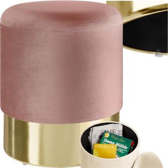 TecTake Sitzhocker mit Stauraum, Samt Sitzbox, Hocker rund, Pouf, Sitzpouf, Aufbewahrungsbox mit Deckel, als Schminktisch Stuhl, Zimmer Deko, für Sessel Wohnz