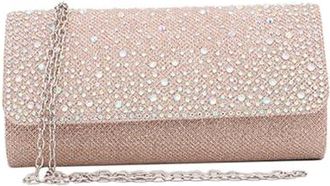 BESPORTBLE Pochette de Soir&eacute;e &agrave; Cristaux Couleur Dor&eacute;e Paquet &agrave; Main &Eacute;l&eacute;gant &agrave; Cha&icirc;ne Pochette pour Mariage et D&icirc;ner Accessoire Compact pour T&eacute;l&eacute;phone et Petits 