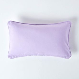 Homescapes Flieder-farbene Kissenh&uuml;lle 30 x 50 cm, Deko-Kissenbezug mit Rei&szlig;verschluss aus 100% Baumwolle, unifarbener Zierkissenbezug f&uuml;r Dekokissen und Sofakis