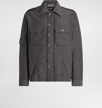 Dolce & Gabbana Jacke Aus Technischem Gewebe Mit Plakette - Mann Mäntel Und Jacken Grau 50