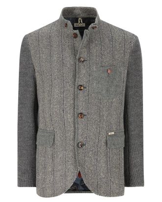 Luis Trenker Janker mit Strickakzenten und Fischgrät-Muster in