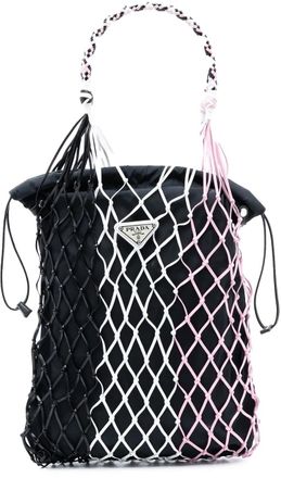 Prada Shopper - Tessuto and Tricolor Rete Drawstring Tote - Gr. unisize - in Schwarz - f&uuml;r Damen