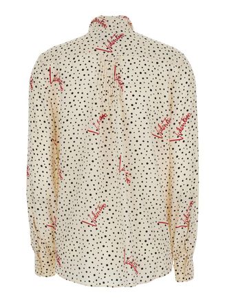 Valentino Womens Blouse With Front Bow - White Silk Blouses Shirt