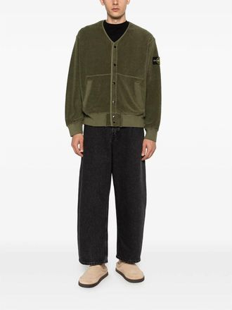 Stone Island Cotton V-Neck Cardigan - Green