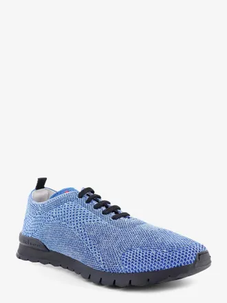 Kiton Mens Knitted Fabric Sneakers Blue Cotton-Rubber Trainers Cotton/rubber