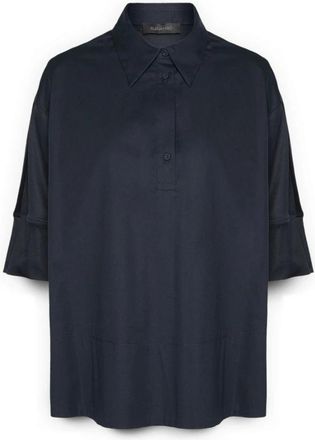 Elena Miro Femme, Blouses et Chemises, Bleu, Taille: 44 FR Blouse ample &agrave; manches trois-quarts