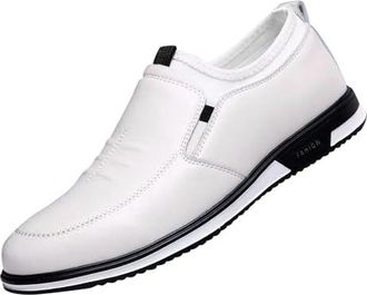 Generic Chaussures en cuir pour homme sans lacets &agrave; enfiler - Bout rond - Chaussures plates vintage antid&eacute;rapantes - Chaussures basses d&eacute;contract&eacute;es pour &eacute;v&eacute;n