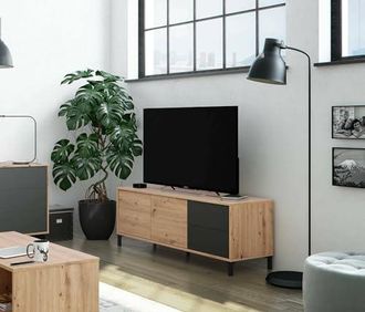 Dmora Anrichte Arecibo, Modernes Sideboard mit 2 T&uuml;ren, Buffet im Wohnzimmer, Fernsehschrank, Sideboard mit F&uuml;&szlig;en f&uuml;r Wohnzimmer, cm 130x41h47, Asteiche und