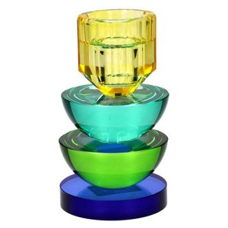 Gift Company Kerzenhalter - Sari - Kristallglas - Farbe: blau/gr&uuml;n/gelb - (&Oslash;xH) 8 x 4 cm
