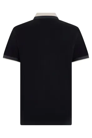 HUGO BOSS Mens Cotton Polo Shirt With Contrast Collar Black T-shirts And Polos