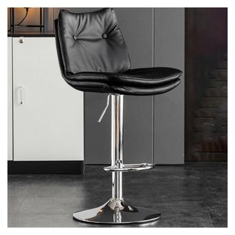Generic Verstellbarer Drehhocker mit R&uuml;ckenlehne, Tresenstuhl aus PU-Leder, Fu&szlig;st&uuml;tze f&uuml;r K&uuml;cheninsel, Essbereich, Pub, Caf&eacute;, Fr&uuml;hst&uuml;cksecke