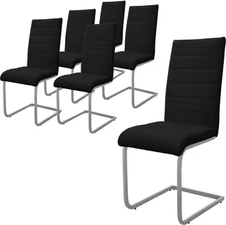 ML Design ML-Design Esszimmerst&uuml;hle 6er Set, Schwarz, Schwingstuhl, Freischwinger Stuhl mit hoher R&uuml;ckenlehne, Ergonomische K&uuml;chenst&uuml;hle aus Kunstleder &