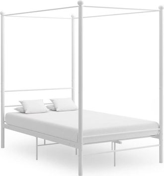 vidaXL Himmelbett Wei&szlig; Metall 120x200 cm Vidaxl