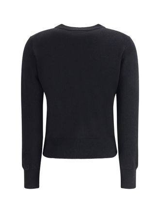 Ami Womens Ami De Coeur Merino Wool Cardigan Noir-Rouge Noir/rouge Sweater