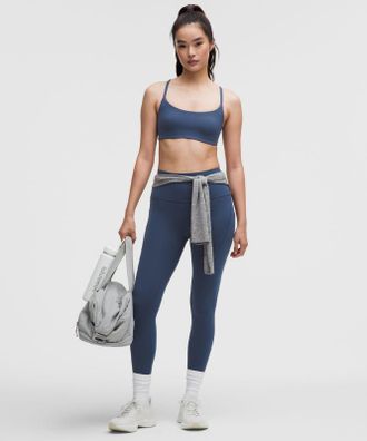 lululemon Wunder Train Leggings mit hohem Bund und Taschen für Frauen - 63,5 cm - Größe 10 in Blue Twill